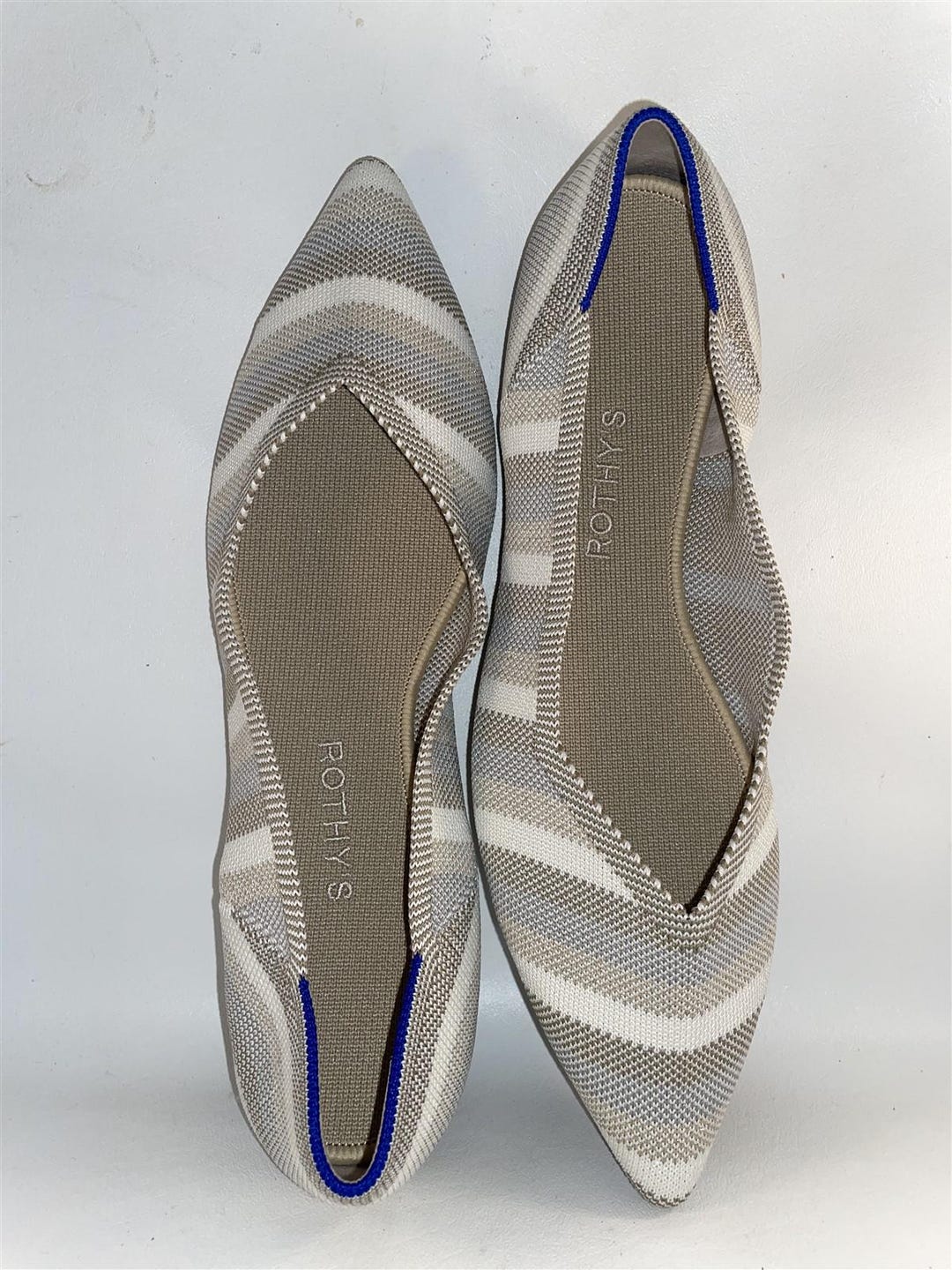 Rothy's Pointer Gold White Stripe Glitter Women's Shoes Flats Loafers ...