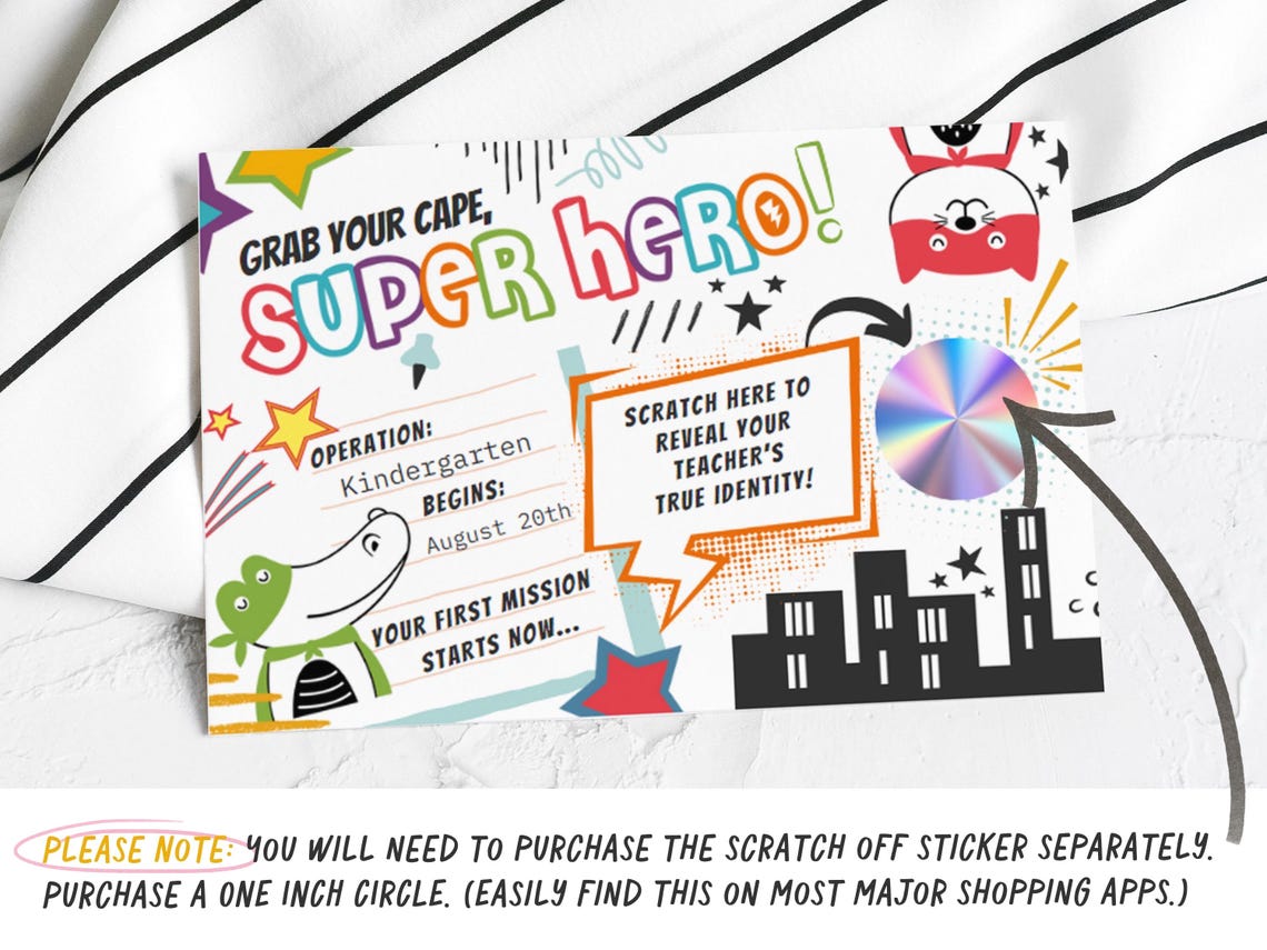 Meet the Teacher Postcard: Superhero Classroom Printable (canva ...