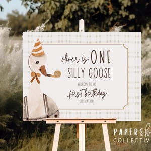 One Silly Goose Birthday Sign Template for First Birthday Party Decor ...