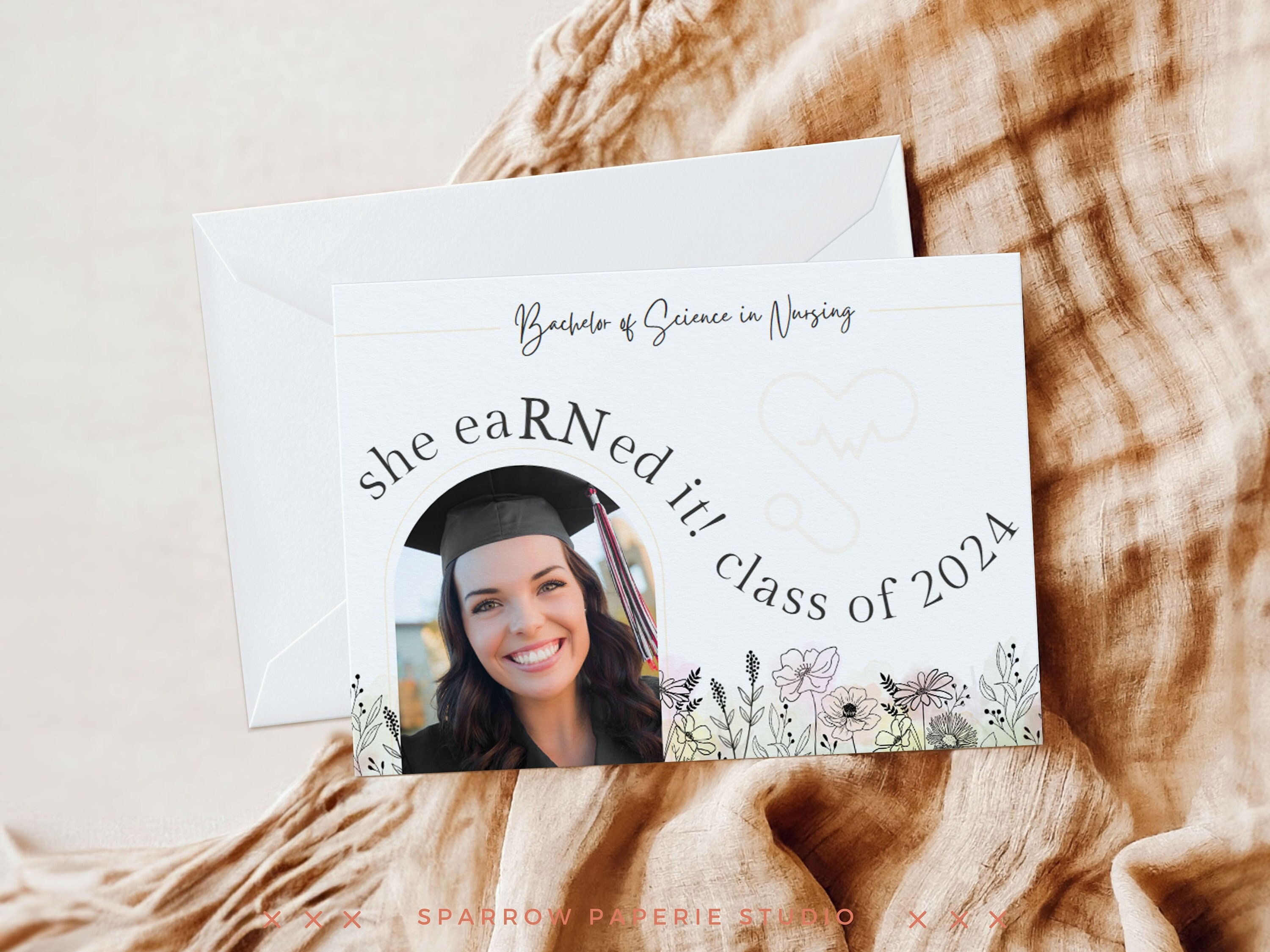 Nurse Graduation Invitation RN Graduation Invite Template Wildflower ...
