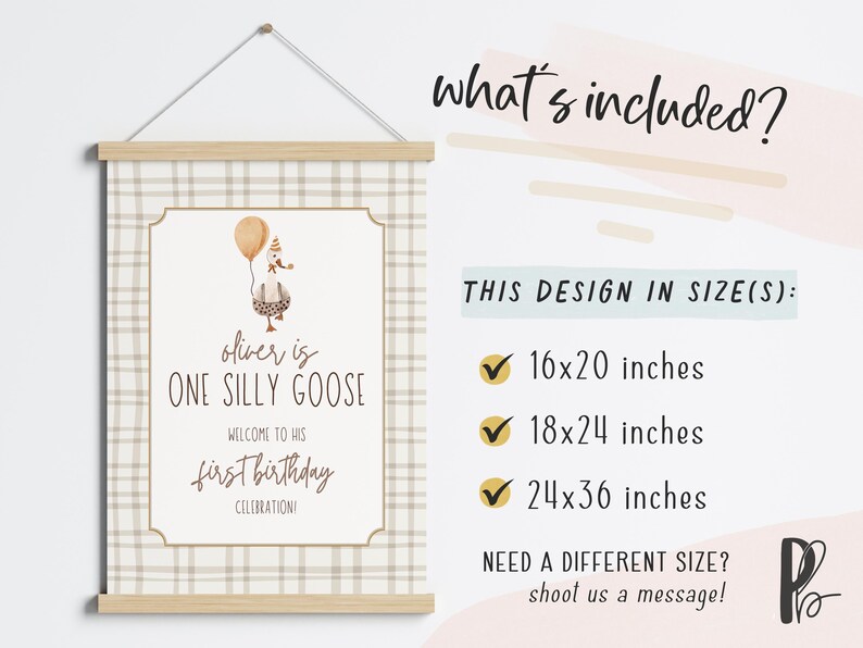 One Silly Goose Birthday Sign Template for First Birthday Party Decor ...