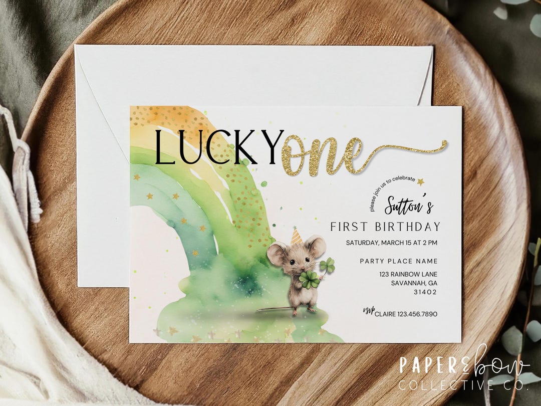 Lucky One Invitation for 1st Birthday, St. Patrick's Day Editable ...