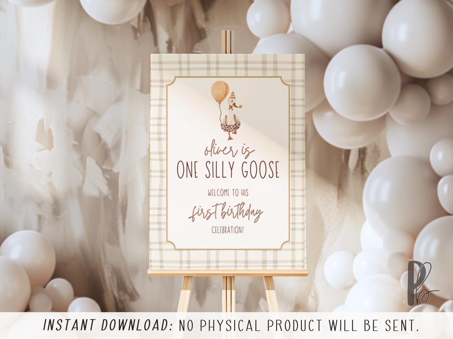 One Silly Goose Birthday Sign Template for First Birthday Party Decor ...