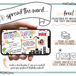 Meet the Teacher Postcard: Superhero Classroom Printable (canva ...