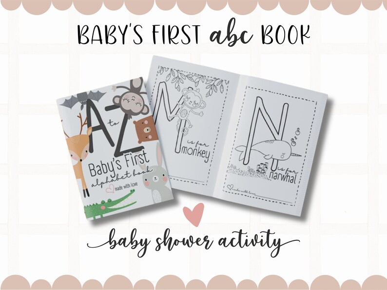Baby ABC Book Editable, Baby Shower Guest Book Alternative, Coloring ...