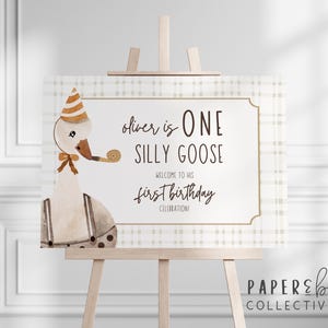 One Silly Goose Birthday Sign Template for First Birthday Party Decor ...