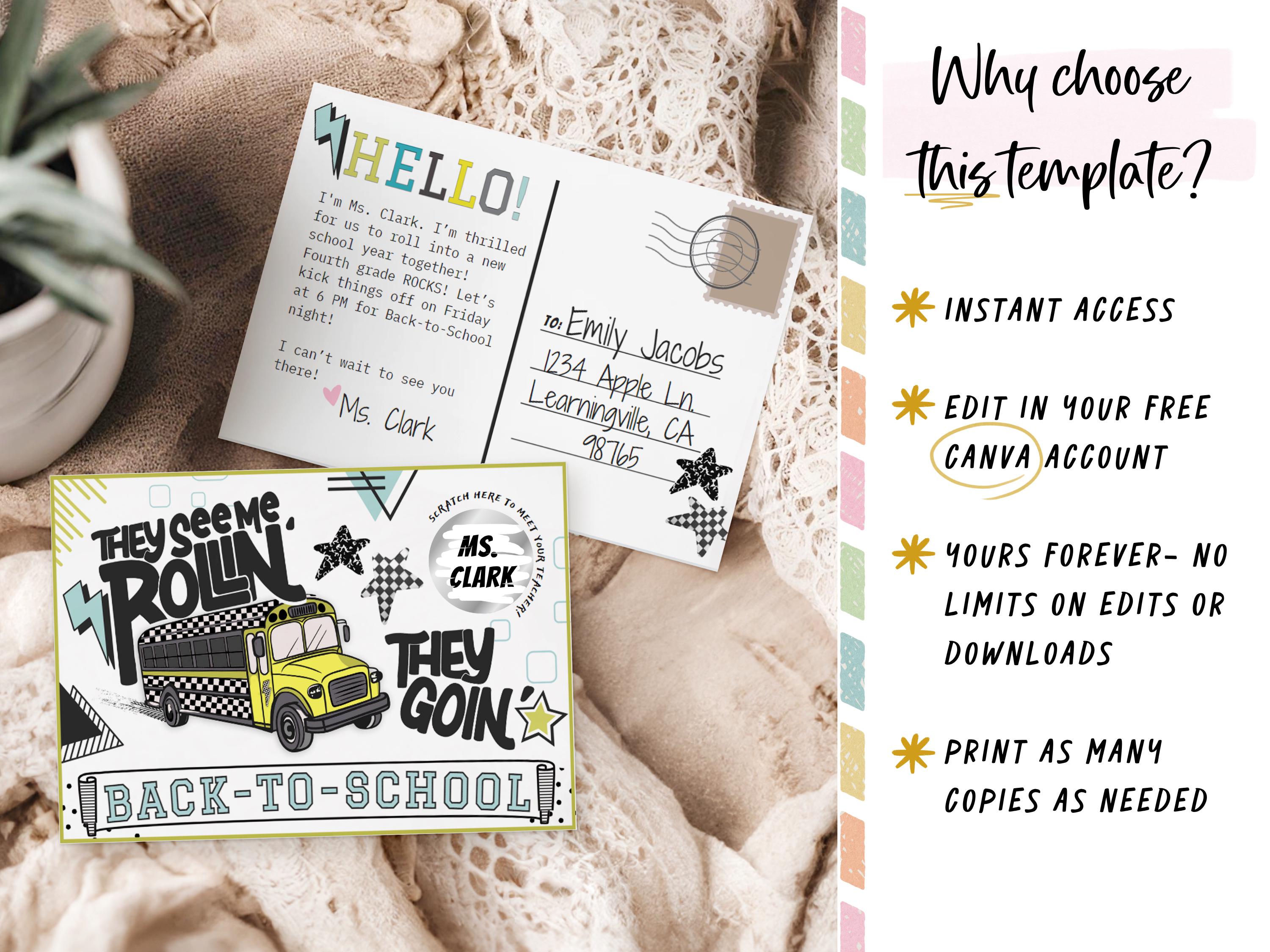 Scratch off Back to School Postcard: Meet the Teacher Template (DIY ...