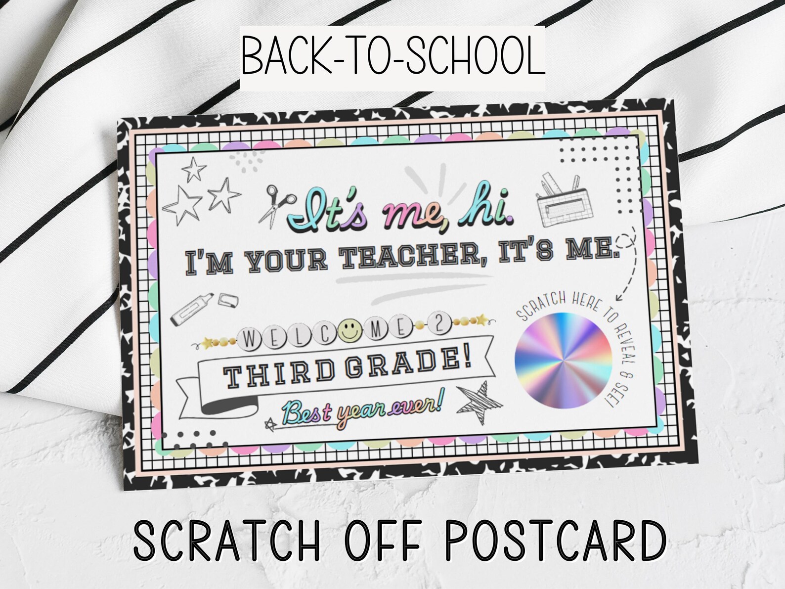 Meet the Teacher Postcard Template Scratch off for Back to School ...