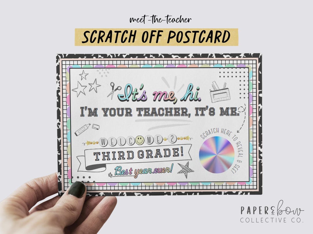 Meet the Teacher Scratch off Postcard Template: Groovy Back to School ...