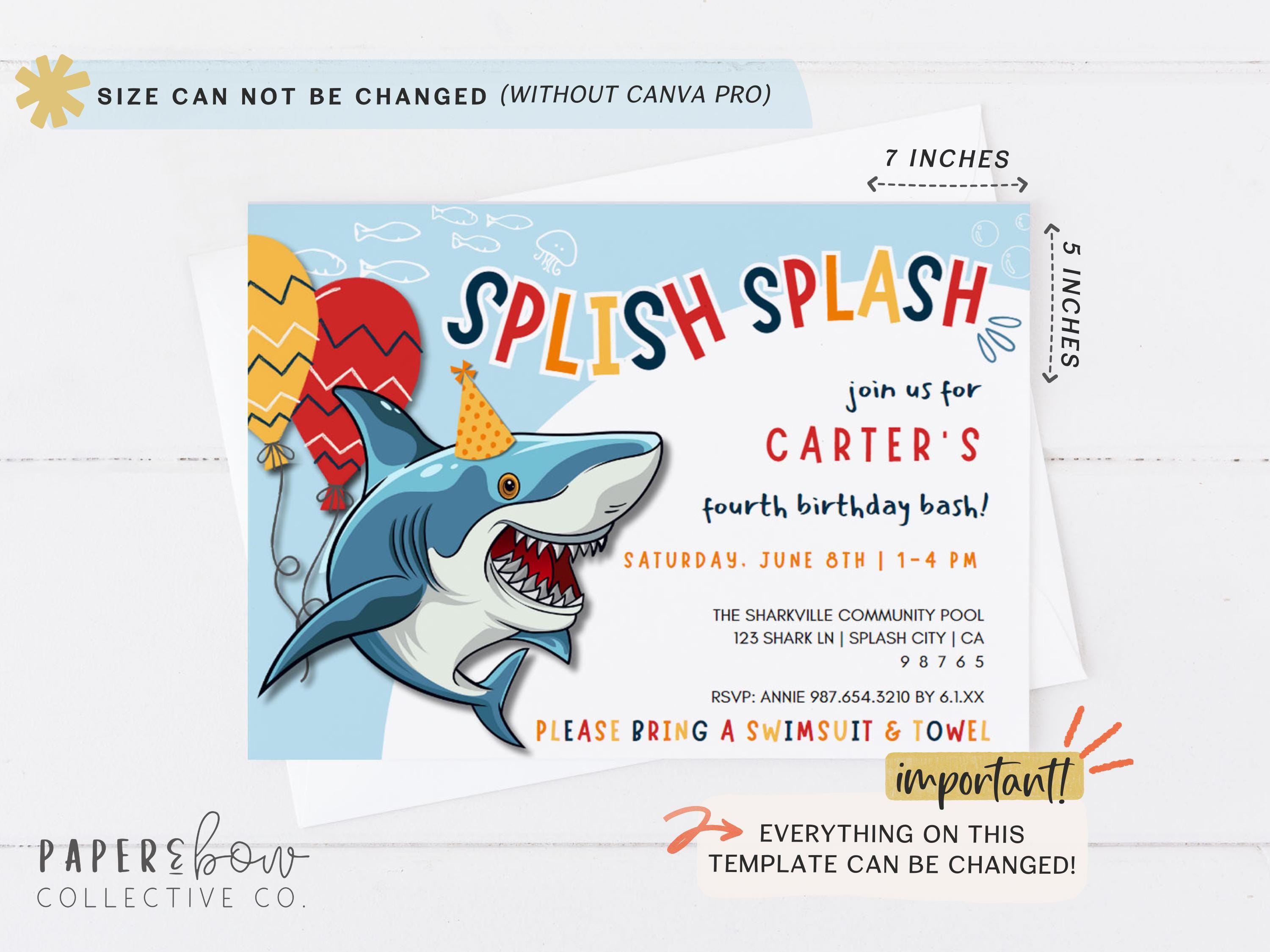 Under the Sea Birthday Shark Invitation Pool Party Invite for Kids ...