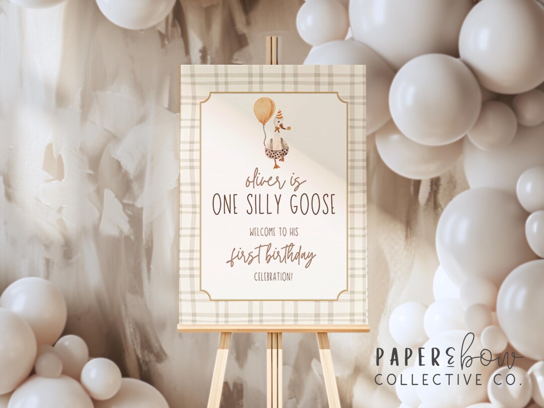 One Silly Goose Party Decor First Birthday Sign Bundle Cute Farm Animal ...