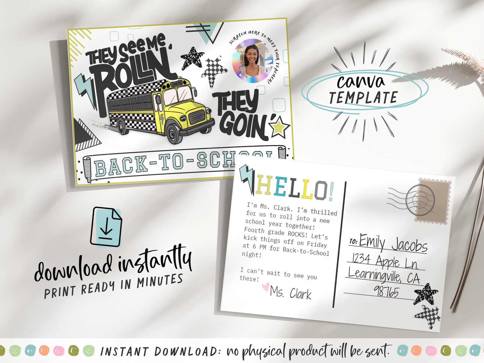 Scratch off Back to School Postcard: Meet the Teacher Template (DIY ...