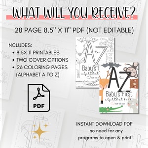 Baby ABC Book Editable, Baby Shower Guest Book Alternative, Coloring ...