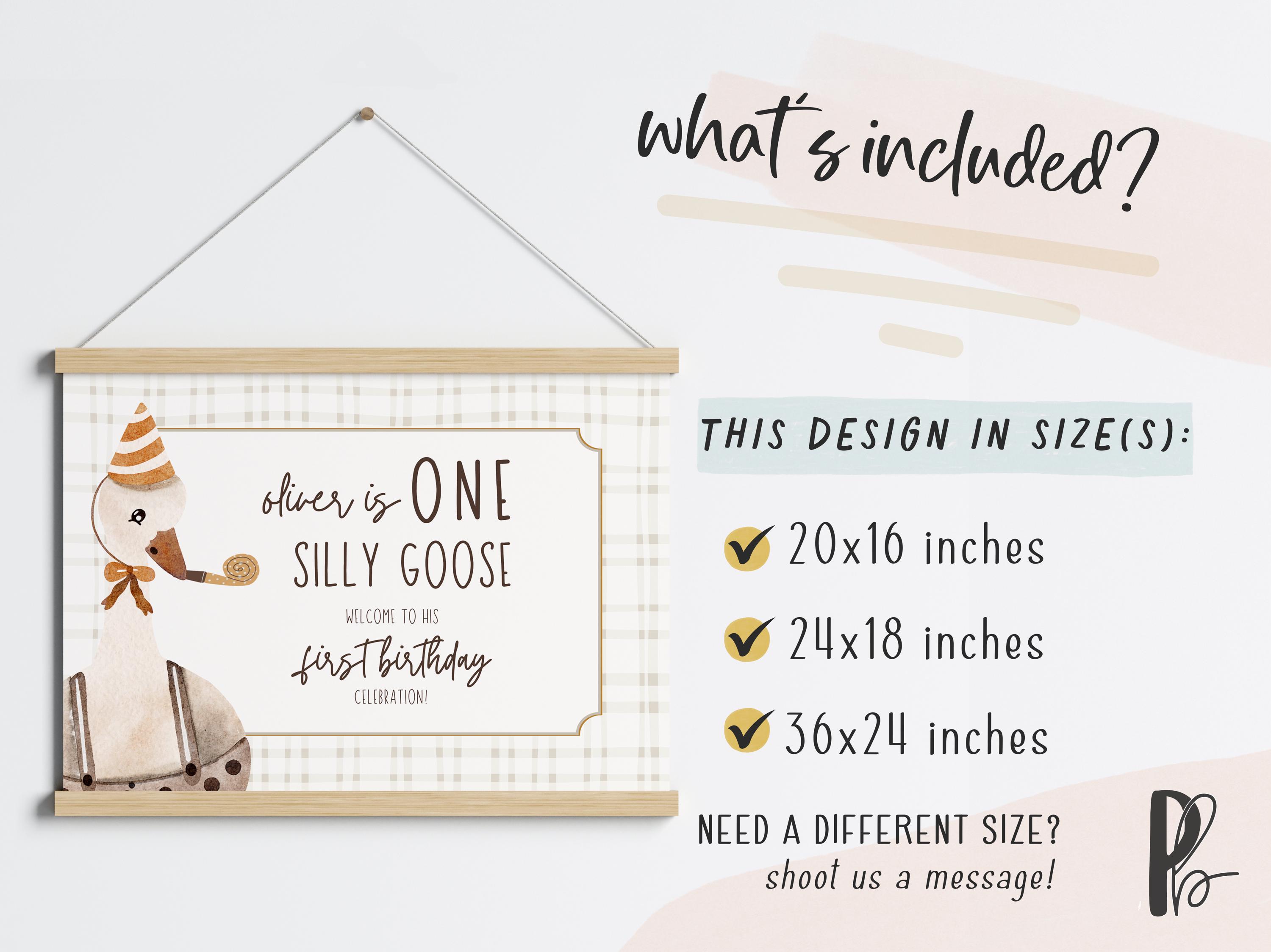 One Silly Goose Birthday Sign Template for First Birthday Party Decor ...