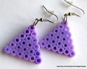 Items similar to Purple Lavender Perler Bead Earrings in Triangle ...