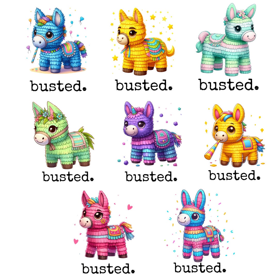24 Piñata Busted PNG Designs Downloadable Digital File Bundle Cute ...