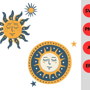 Sun SVG and Clipart, 9 Different Sun Designs, DIGITAL Silhouette of the ...