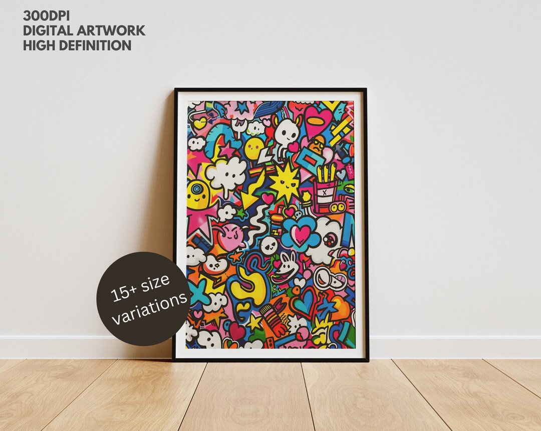 Eclectic Urban Graffiti Art Print, DIGITAL Street Art, Printable Abstract Pop Wall Decor ...