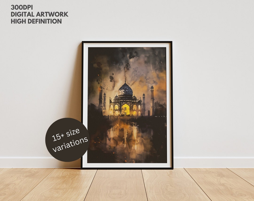 Taj Mahal Watercolor Art Print: India Eastern Decor (digital Download ...