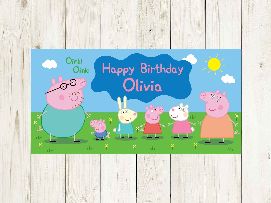 100cm X 50cm Peppa Pig Banner Digital Banner Custom Banner Personalised ...