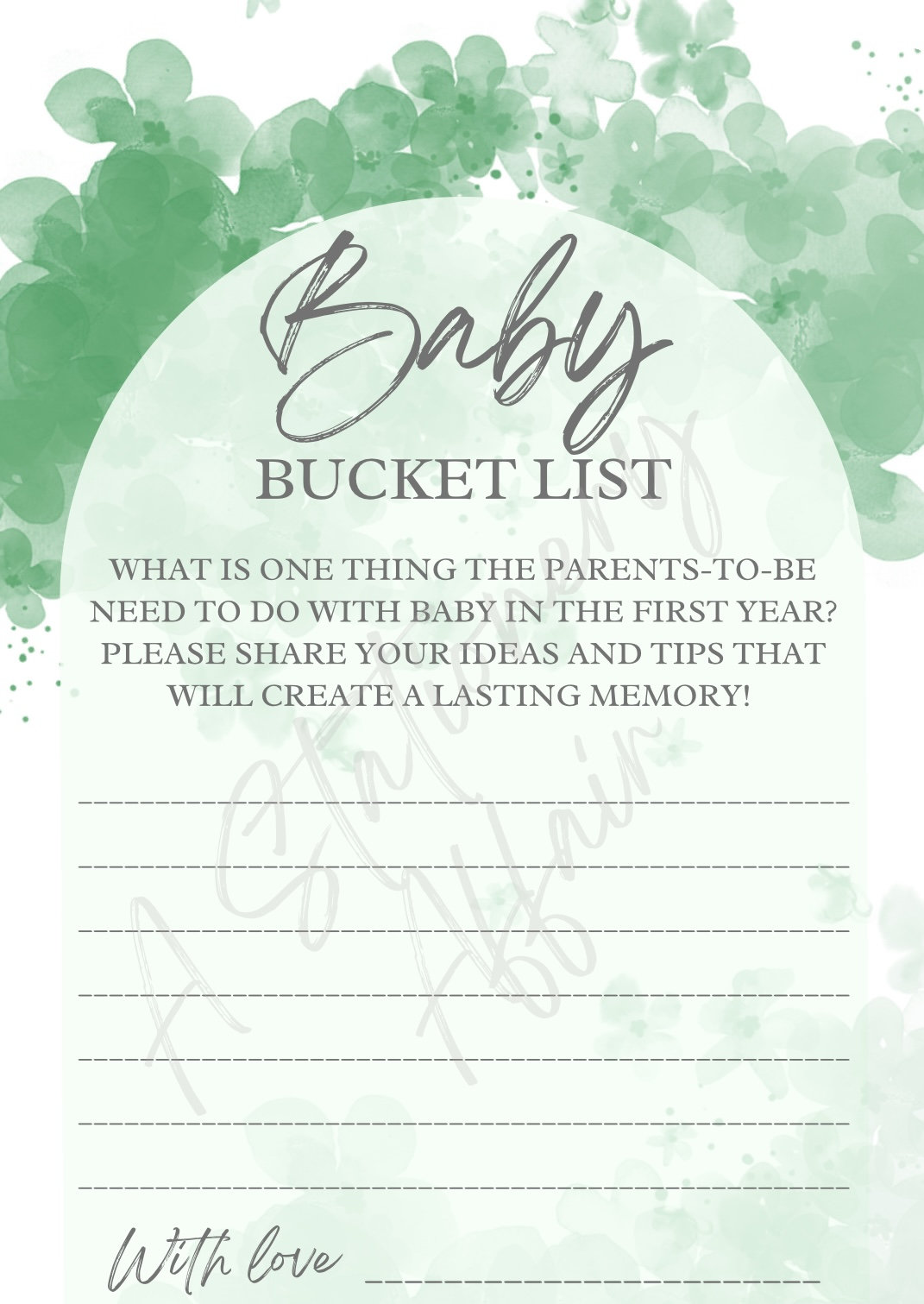 Baby Shower Bucket List Card (printable/downloadable). - Etsy