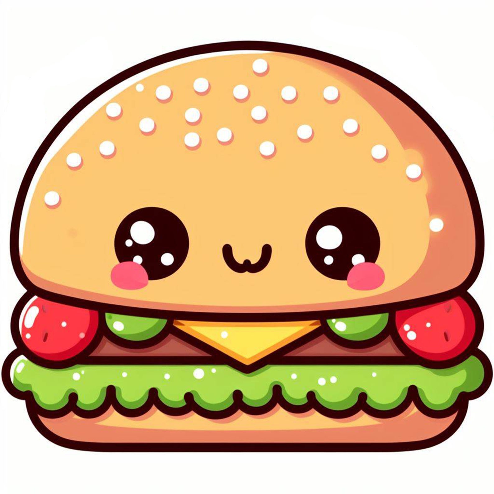 2 Cute & Kawaii Hamburger Design TEMPLATES (TRANSPARENT PNG) (4k High ...