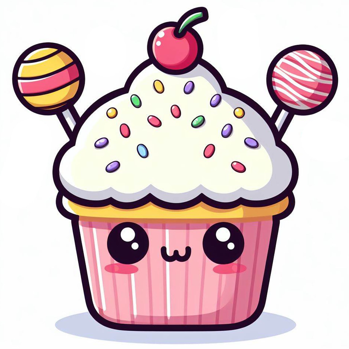 2 Cute & Kawaii Cupcake Design TEMPLATES TRANSPARENT PNG 4k High ...