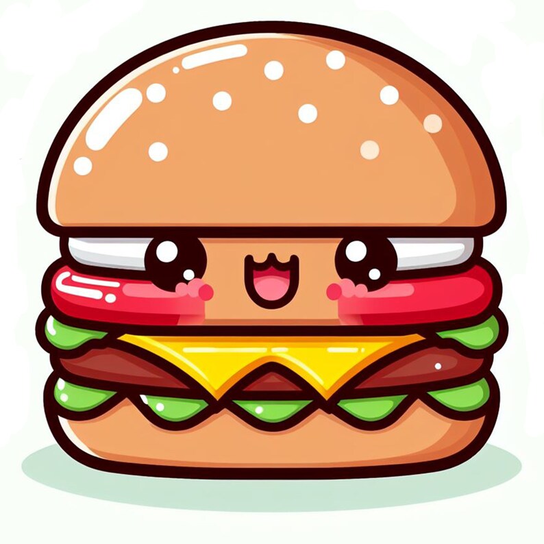 2 Cute & Kawaii Hamburger Design TEMPLATES (TRANSPARENT PNG) (4k High ...