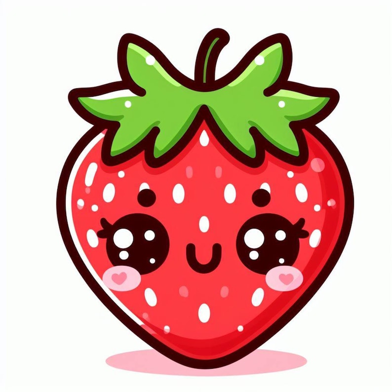 2 Cute & Kawaii Strawberry Design TEMPLATES (TRANSPARENT PNG) (4k High ...