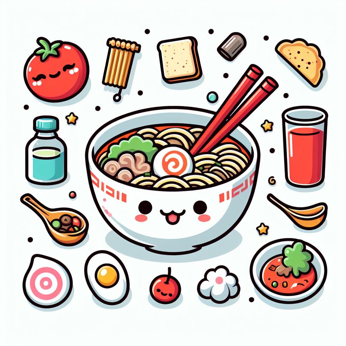 2 Cute & Kawaii Ramen Design TEMPLATES (TRANSPARENT PNG) (4k High ...