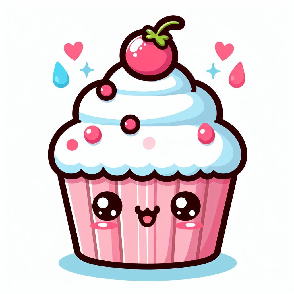 2 Cute & Kawaii Cupcake Design TEMPLATES TRANSPARENT PNG 4k High ...