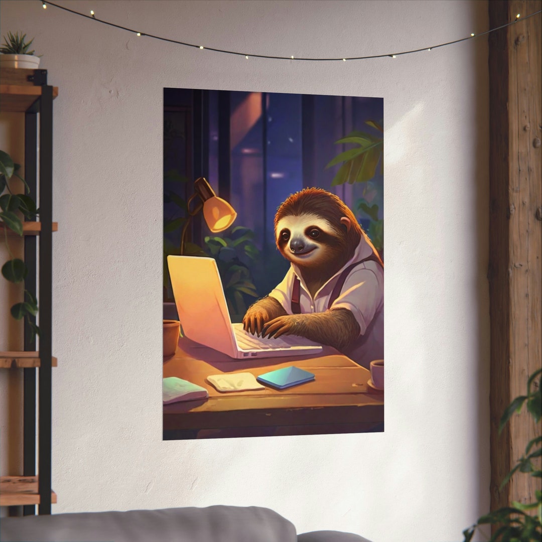 Funny Sloth Poster Realistic Sloth Poster Sloth Funny Lo-fi Wallart ...