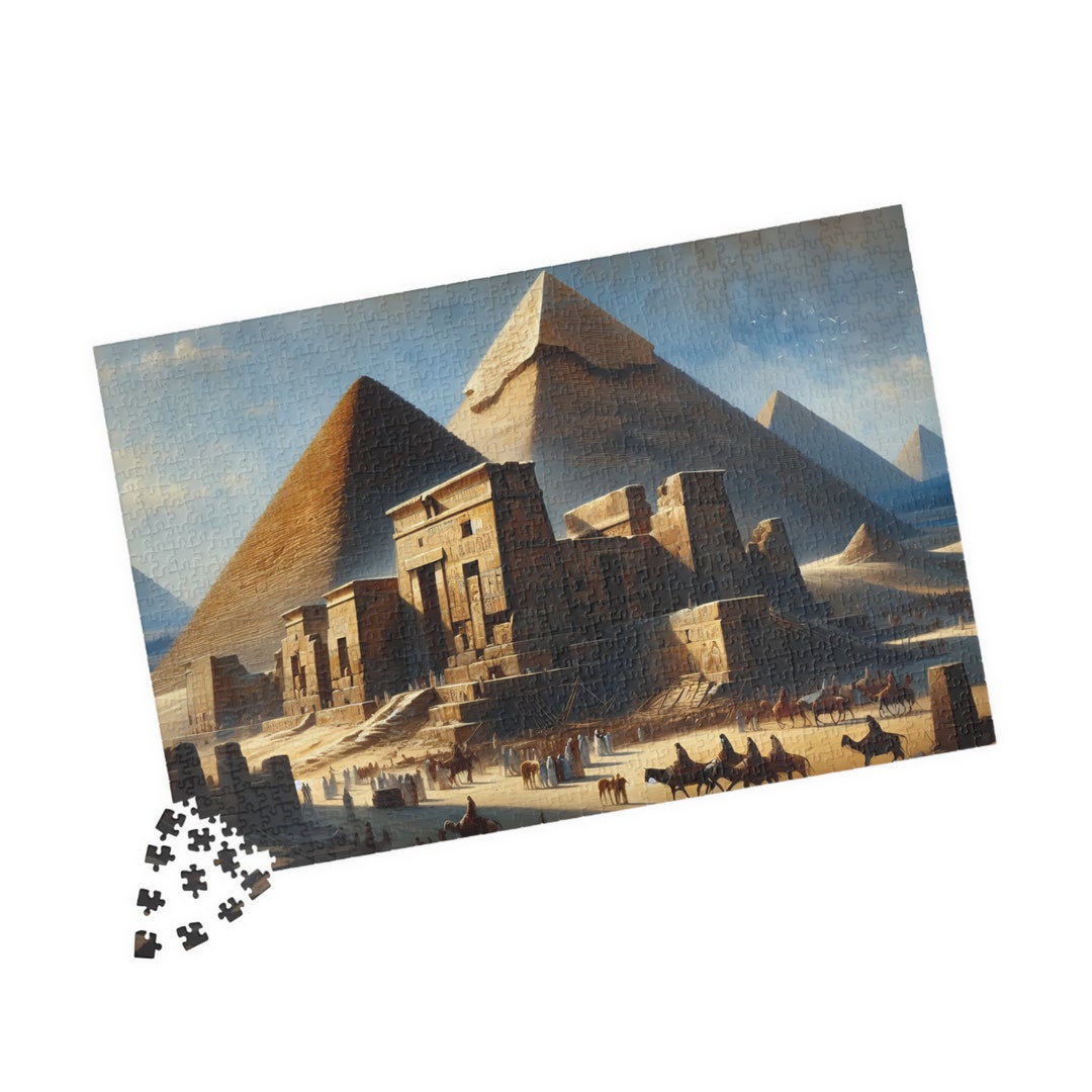 Puzzle, Ancient Egyptian Pyramids and Bustling Bazaar Scene, 1000 ...