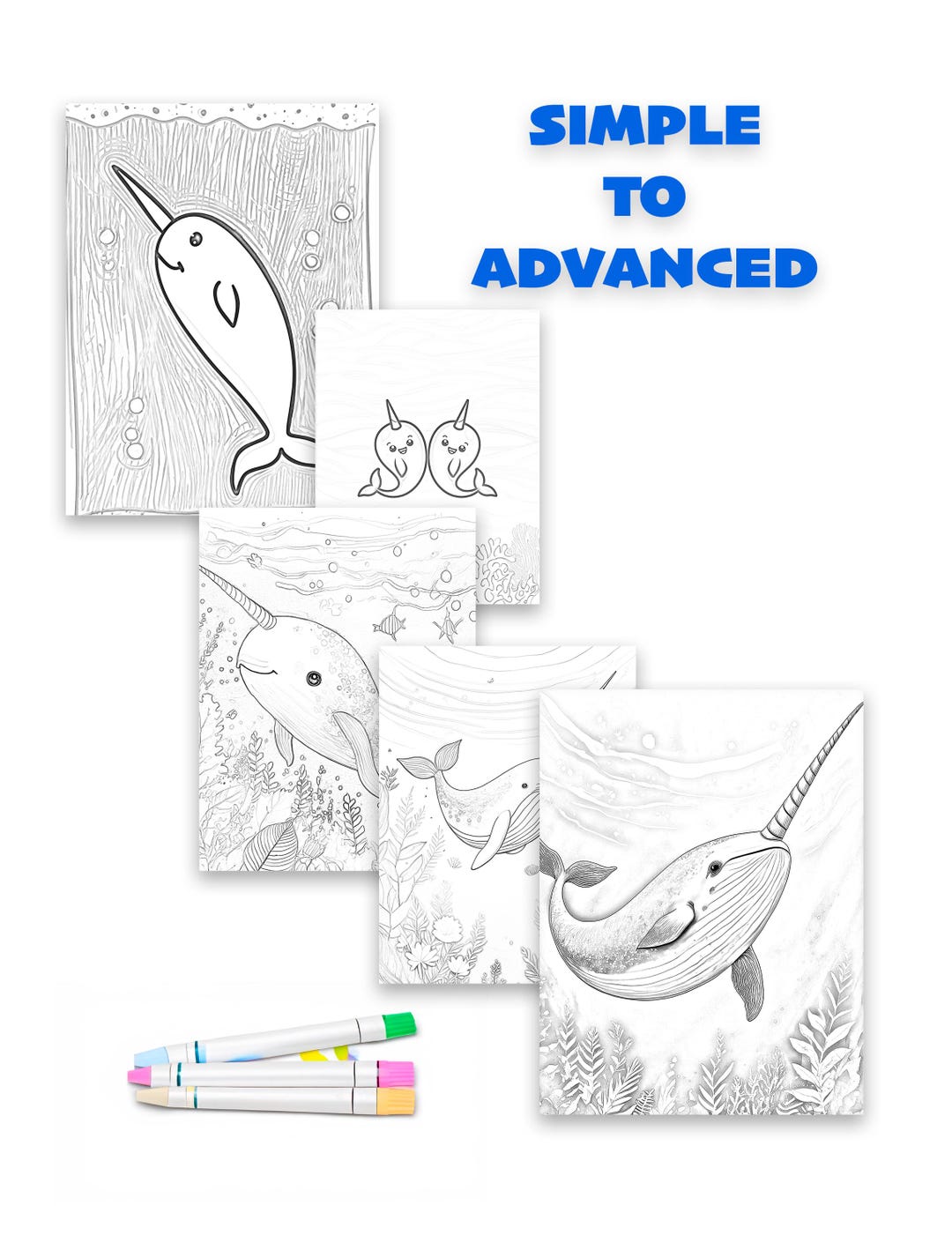 Digital Narwhal Coloring Book DOWNLOAD | Narwhal Coloring Book PDF ...