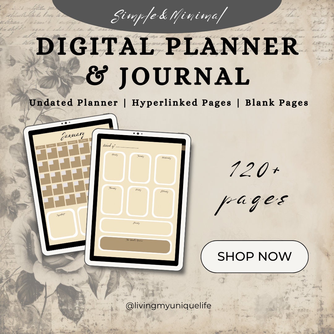 Vintage Minimalist Undated Planner - Etsy