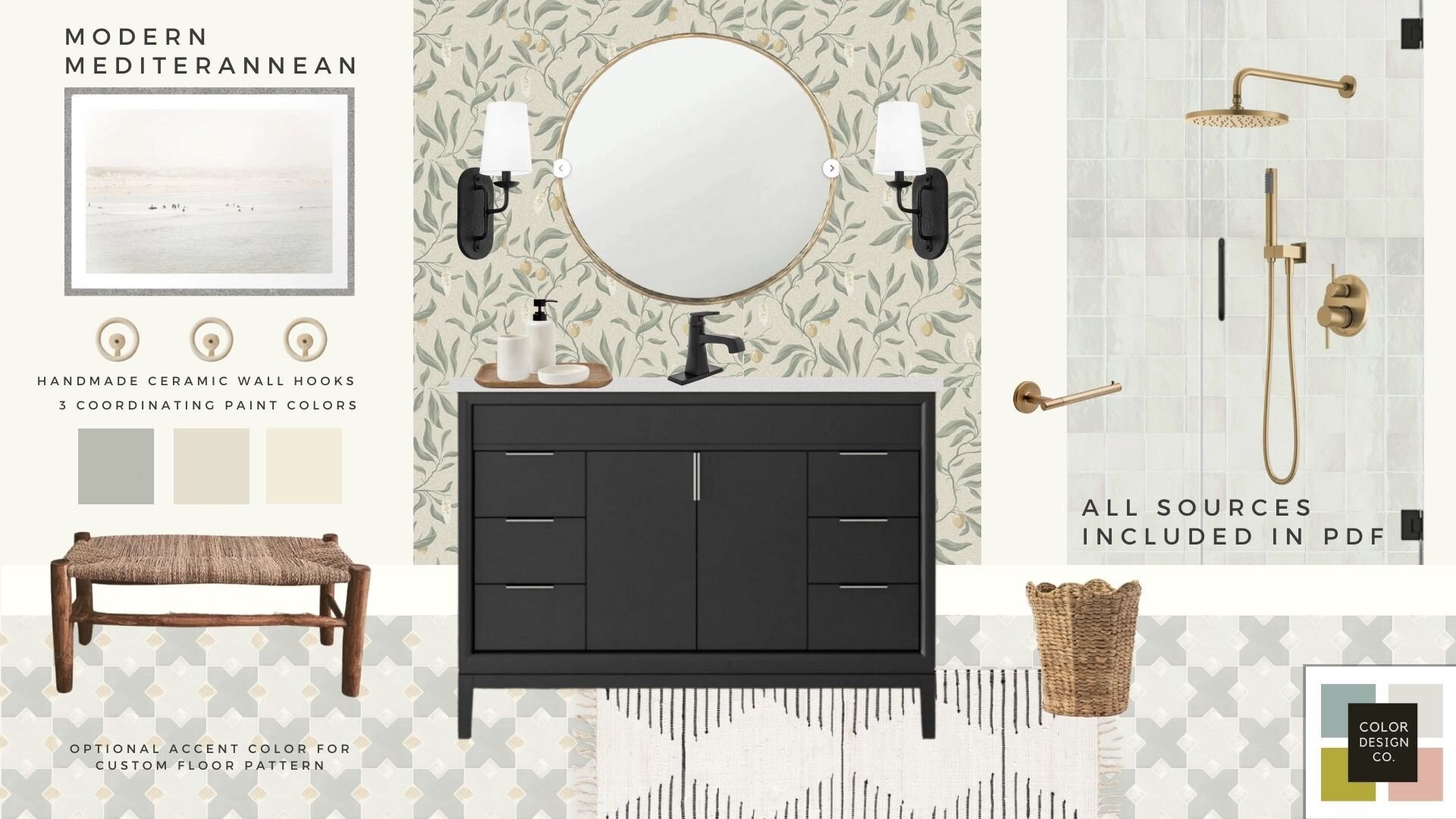 Modern Mediterranean - Complete Mood Board for Bathroom Design ...
