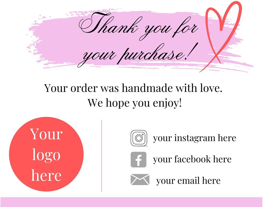 Thank You Card Format - Etsy