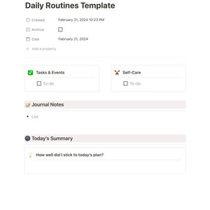 Simple Daily Routines Notion Template | Digital Notion Templates - Etsy