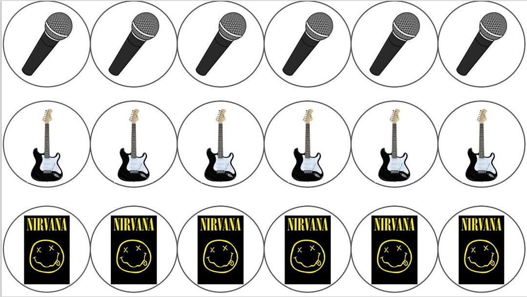 Nirvana Rock Music Themed Cupcake Toppers - Etsy