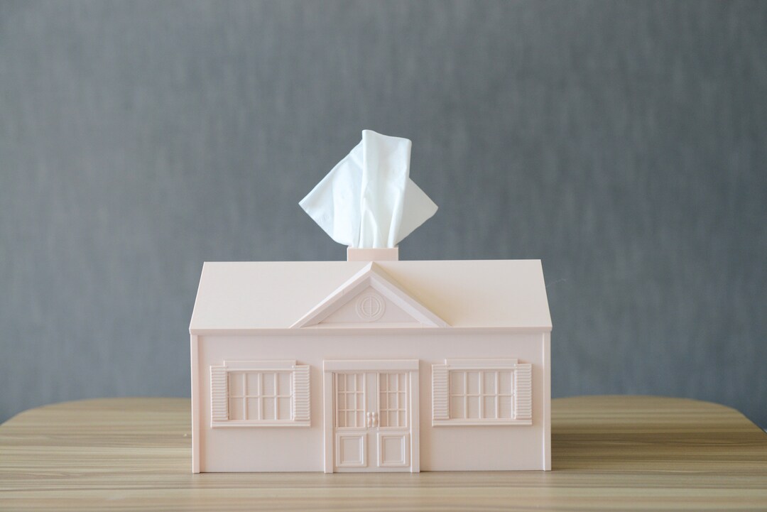 Minimalist Tissue Box Cover: Beige House for Large Kleenex Boxes - Etsy