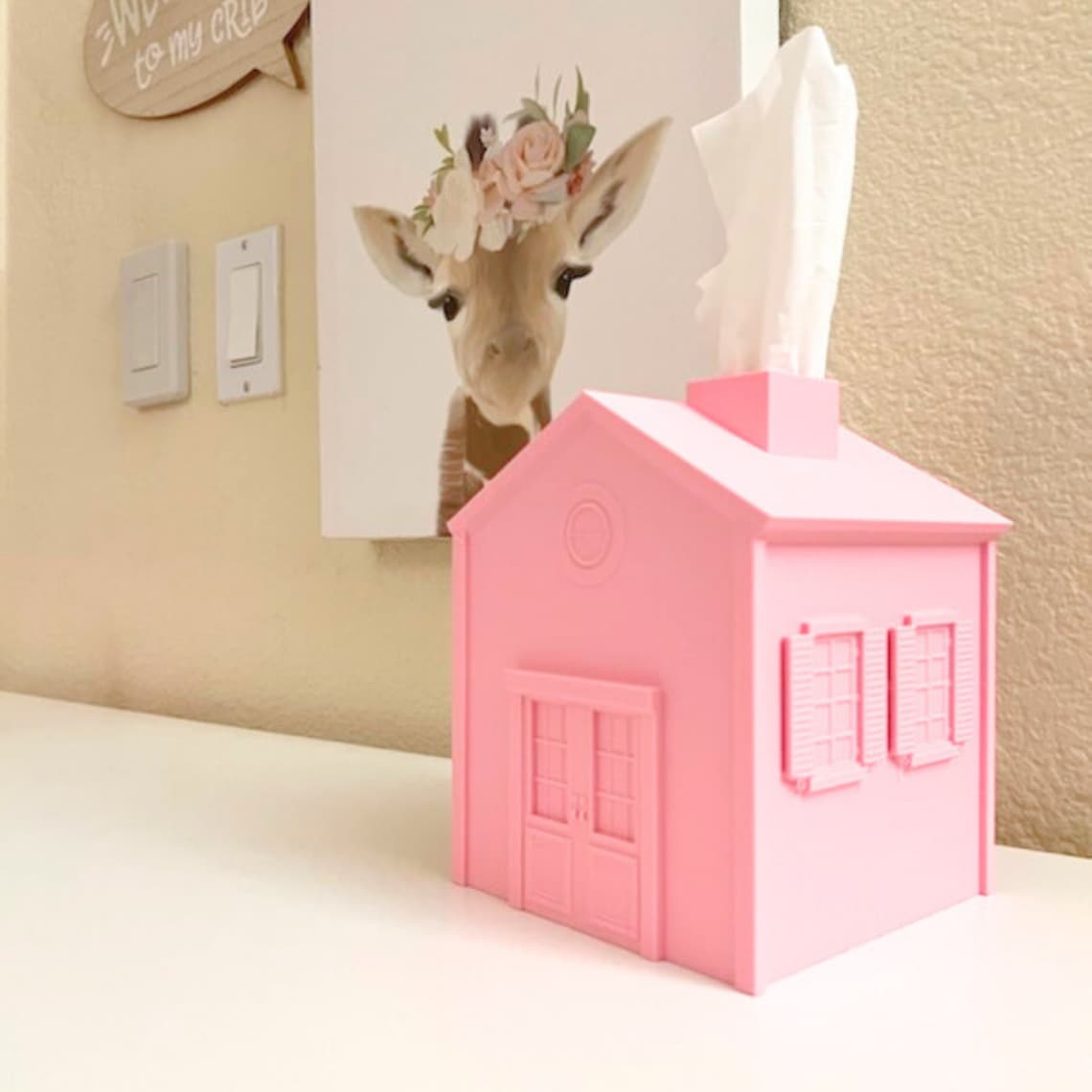 Pink Tissue Box House tissue Box Cover, Living Room, Bedroom, Bathroom ...