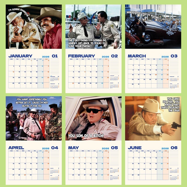 Best Line of Sheriff Buford T. Justice Wall Calendar 2026, Smokey and ...
