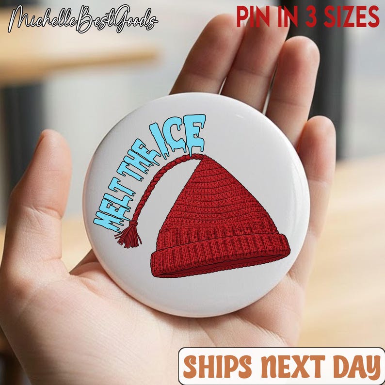 Ice Melt Hat Pin, Melt the ICE Hat in Button, Red Ice Out, Melt ICE ...