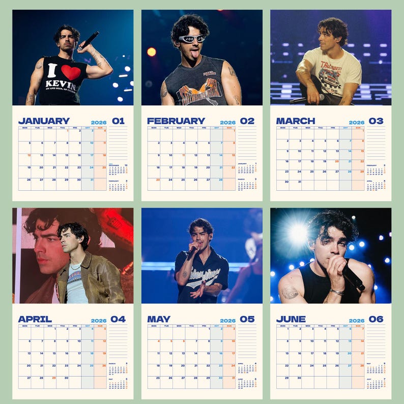 Pop Music Heartthrob 2026 Calendar, Male Singer Aesthetic Wall Calendar ...