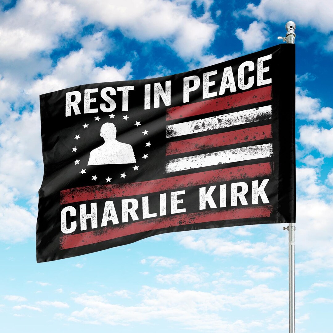Descansa en paz Charlie Kirk, bandera (en formato PNG), En memoria de ...