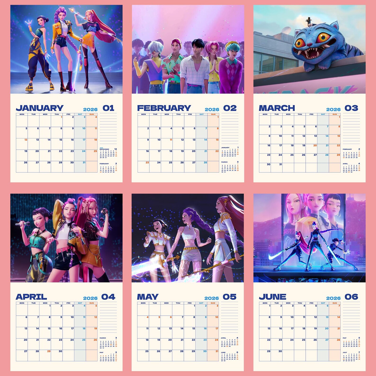 Kpop Demon Hunter Calendar/saja Boys | 2026 Calendar | Kpop Gift | Gift ...