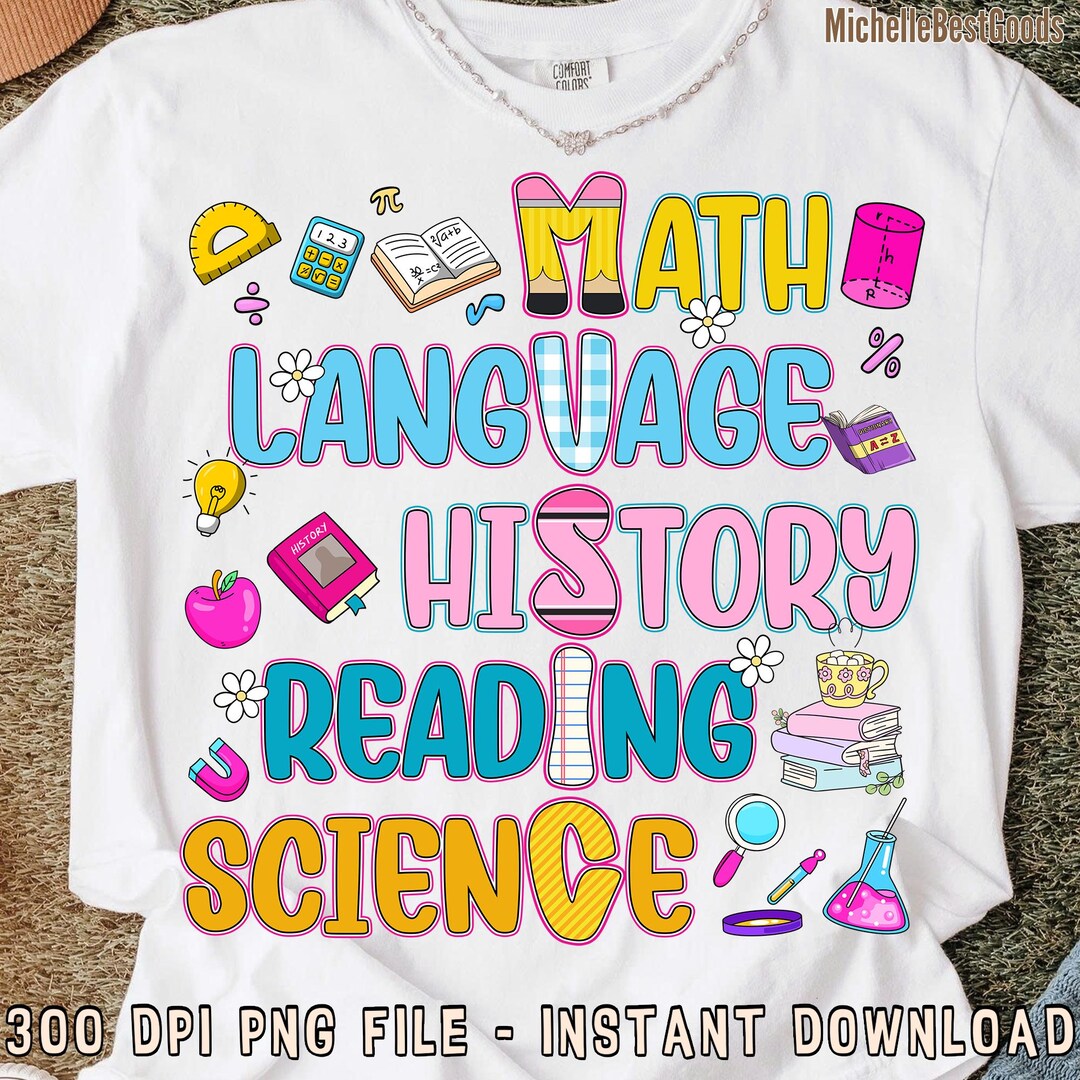 Math Language History Reading Science Teacher Back to School Preppy ...