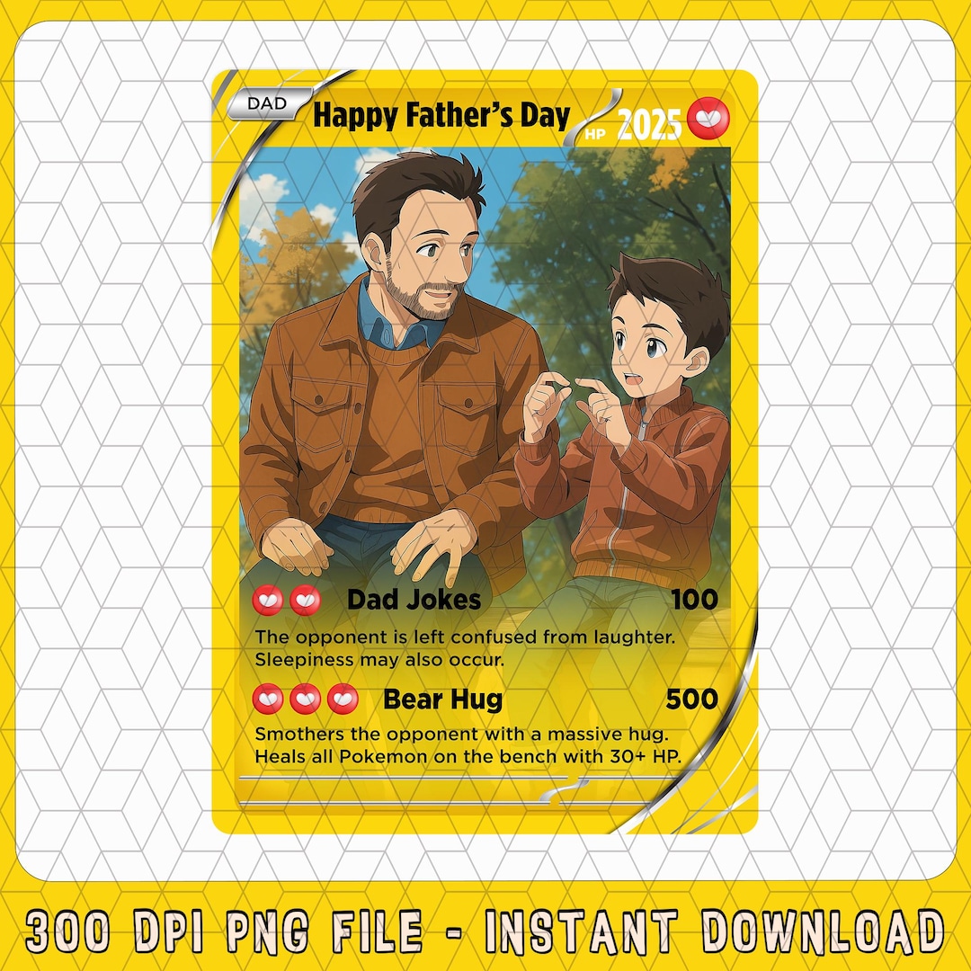 Personalized Father's Day Anime Png, Game Dad Png, Custom Photo Trading ...