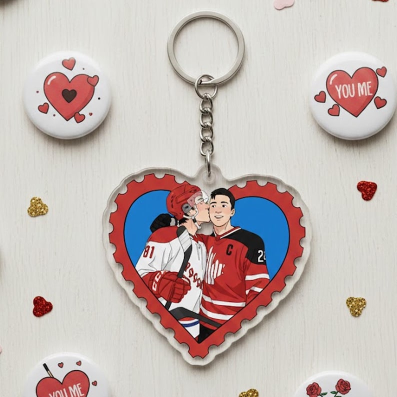 Heated Rivalry Heart Keychains / Bag Charms, LGBT Hockey, Heated ...