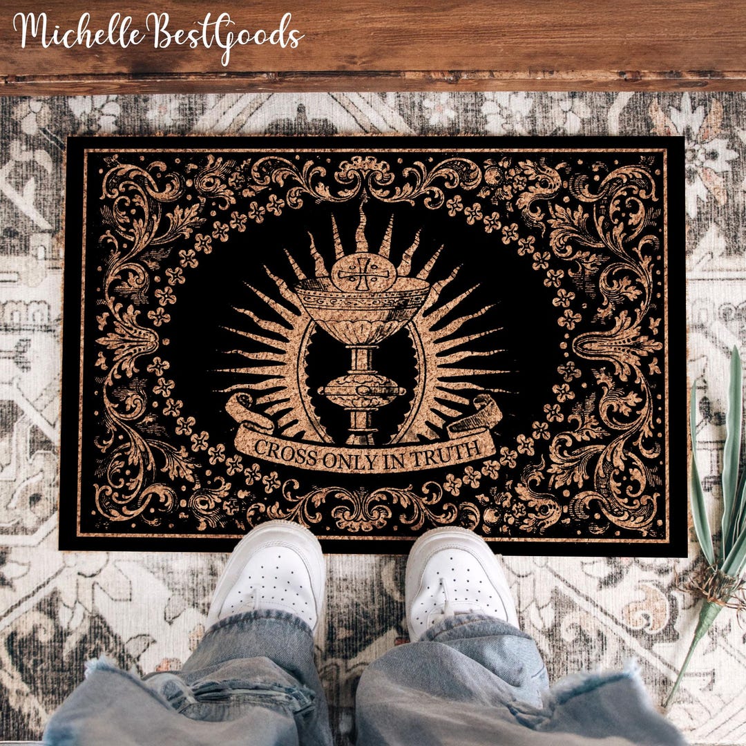 Gothic Welcome Mat, Threshold Protection Doormat, Cross Only in Truth ...